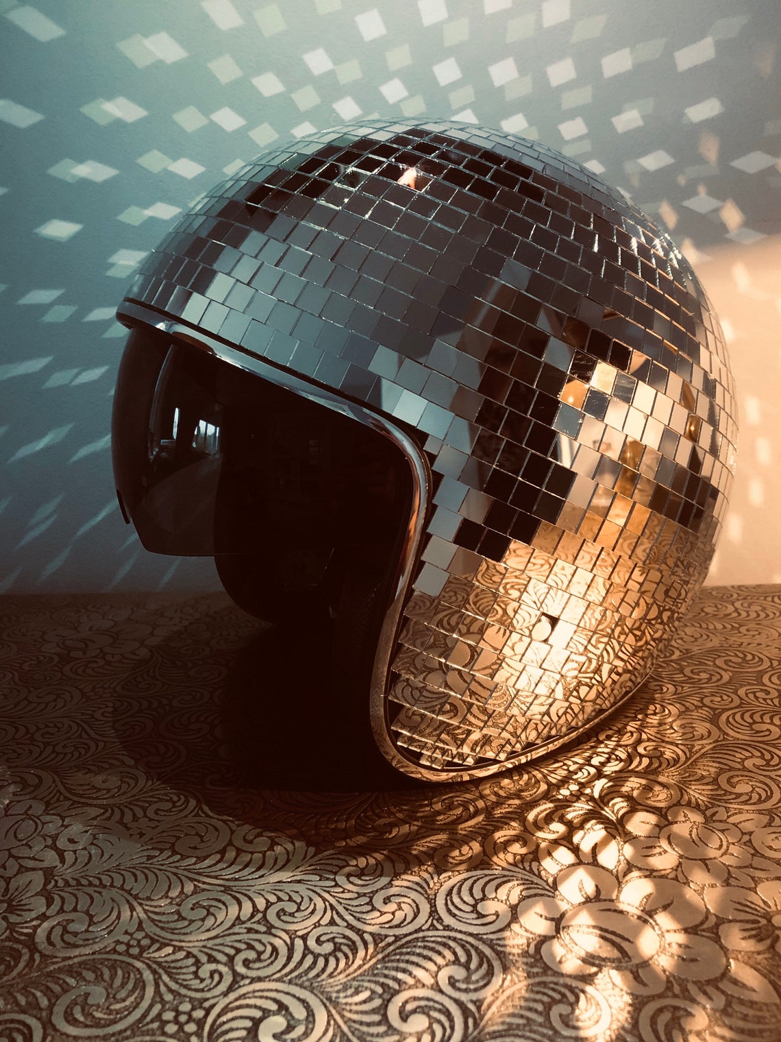 Disco ball Helmet with Retractable Visor IN STOCK | Etsy