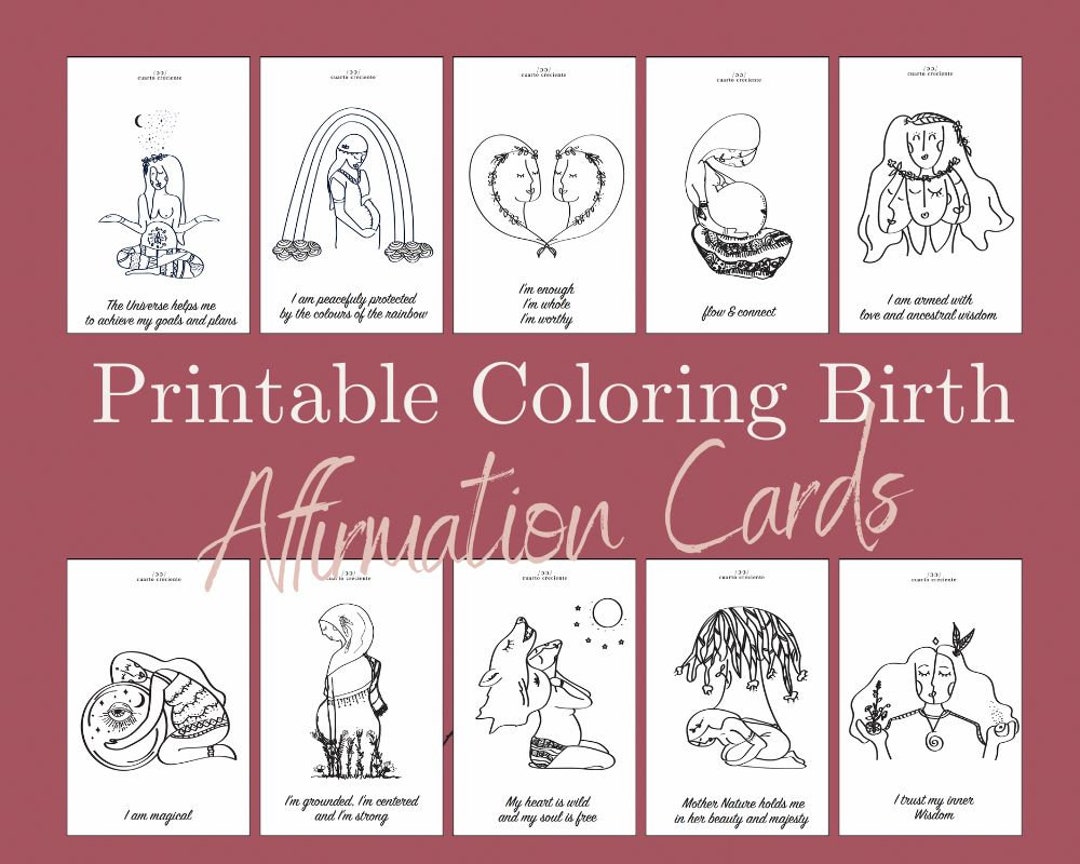 Printable Birth Colouring Affirmation Cards. Birth Positive ...