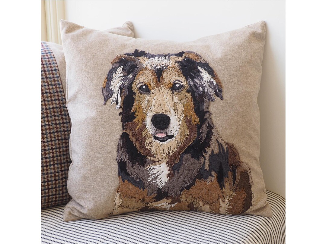 Personalized Pet Portrait Pillow: Embroidered Dog Memorial Cushion - Etsy