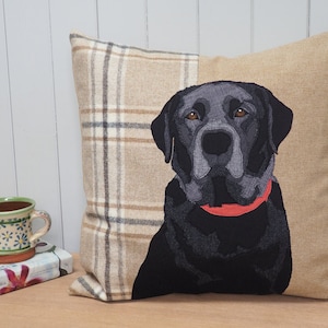 Black Labrador Cushion/pillow, Handmade to Order, Beautifully Detailed ...