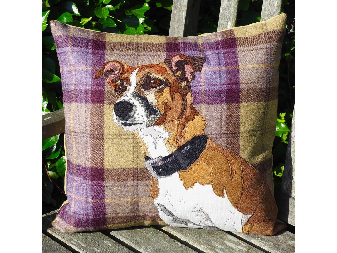 Personalized Embroidered Dog Portrait Pillow: Handmade Pet Cushion - Etsy