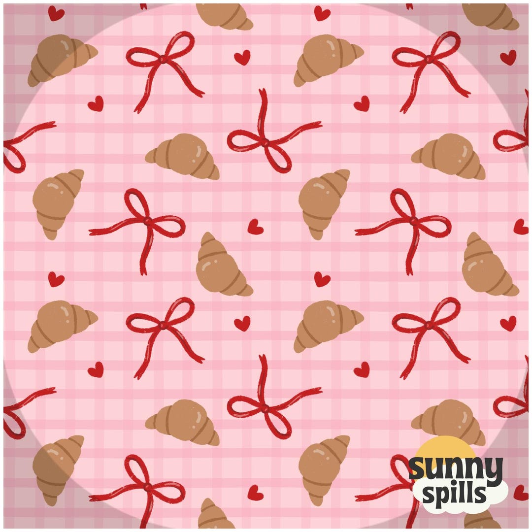 Croissant Pink Bow Plaid Pattern • Seamless Pattern (digital Download ...