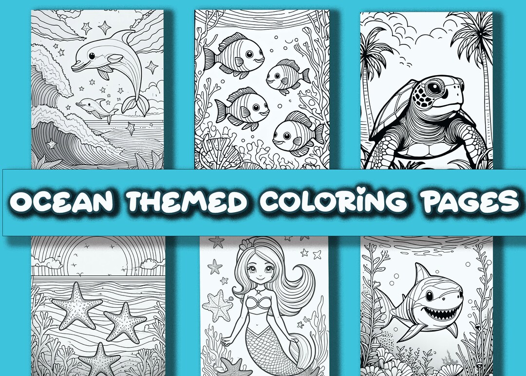 Ocean Themed Coloring Book, Printable Coloring Book for Kids, Classroom ...