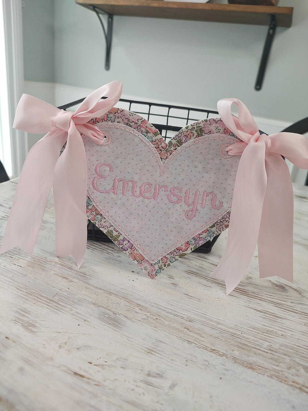 Valentine's Basket Tag, Liberty, Valentine's Day, Embroidered Tag ...