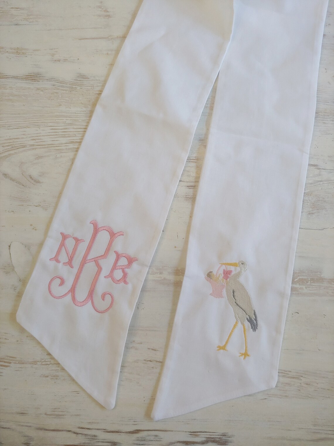 Embroidered Stork Baby Sash, Welcome Baby, Nursery Decor - Etsy