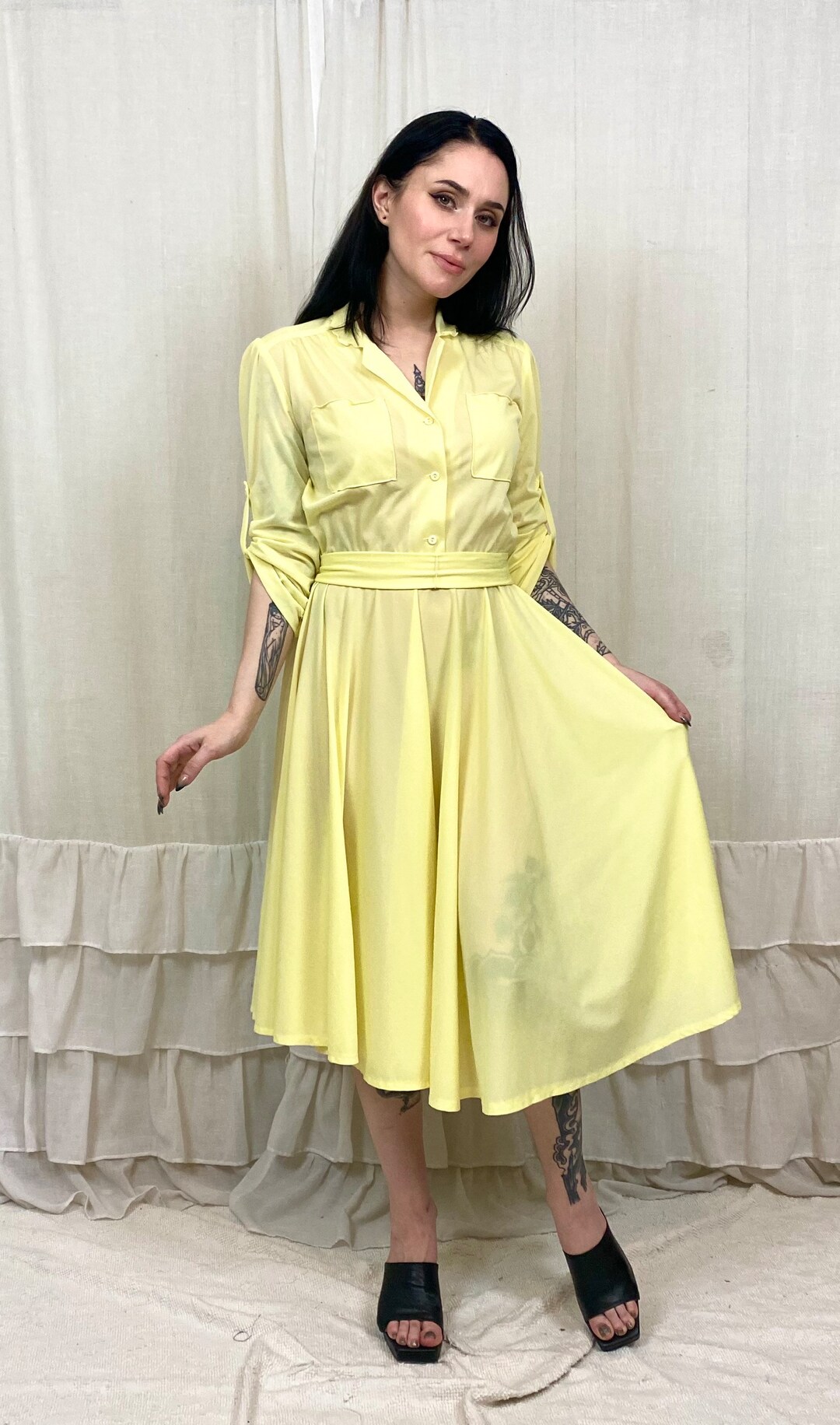 70’s Terri Juniors California Yellow Day Dress - Etsy