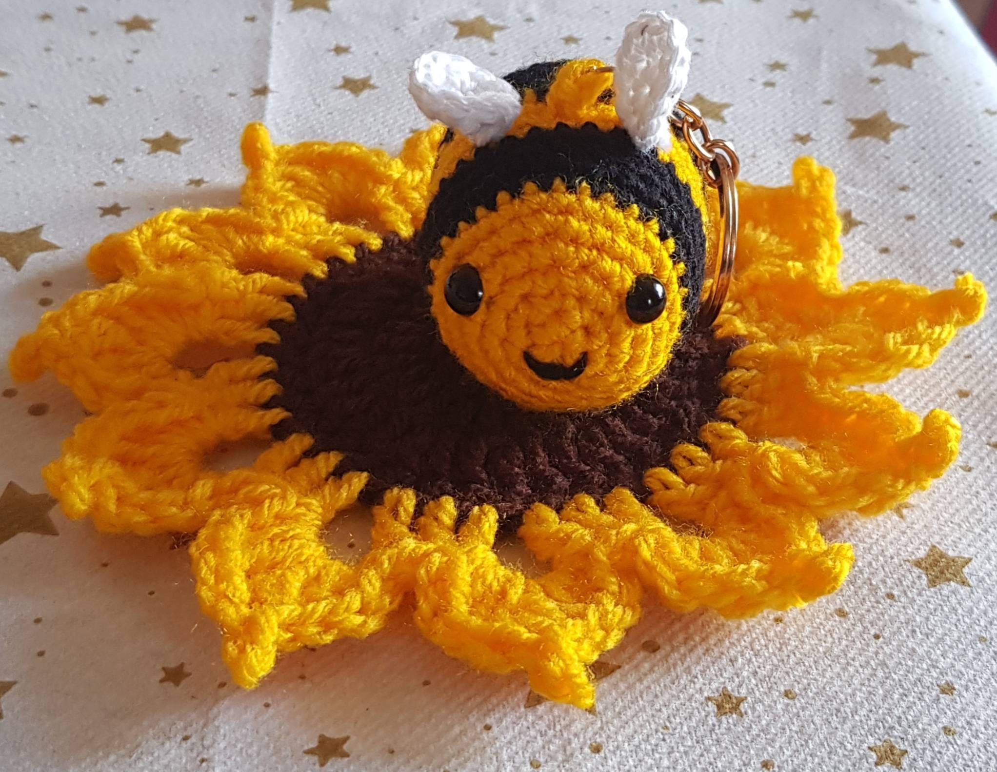 Handmade Crochet Bumble Bee Key Ring - Etsy