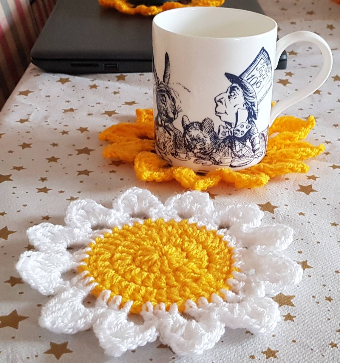 Handmade Crochet Daisy Coaster - Etsy