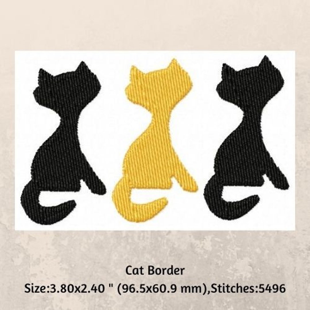 Retro Machine Embroidery, 50s Retro Cat Border Pattern Embroidery ...