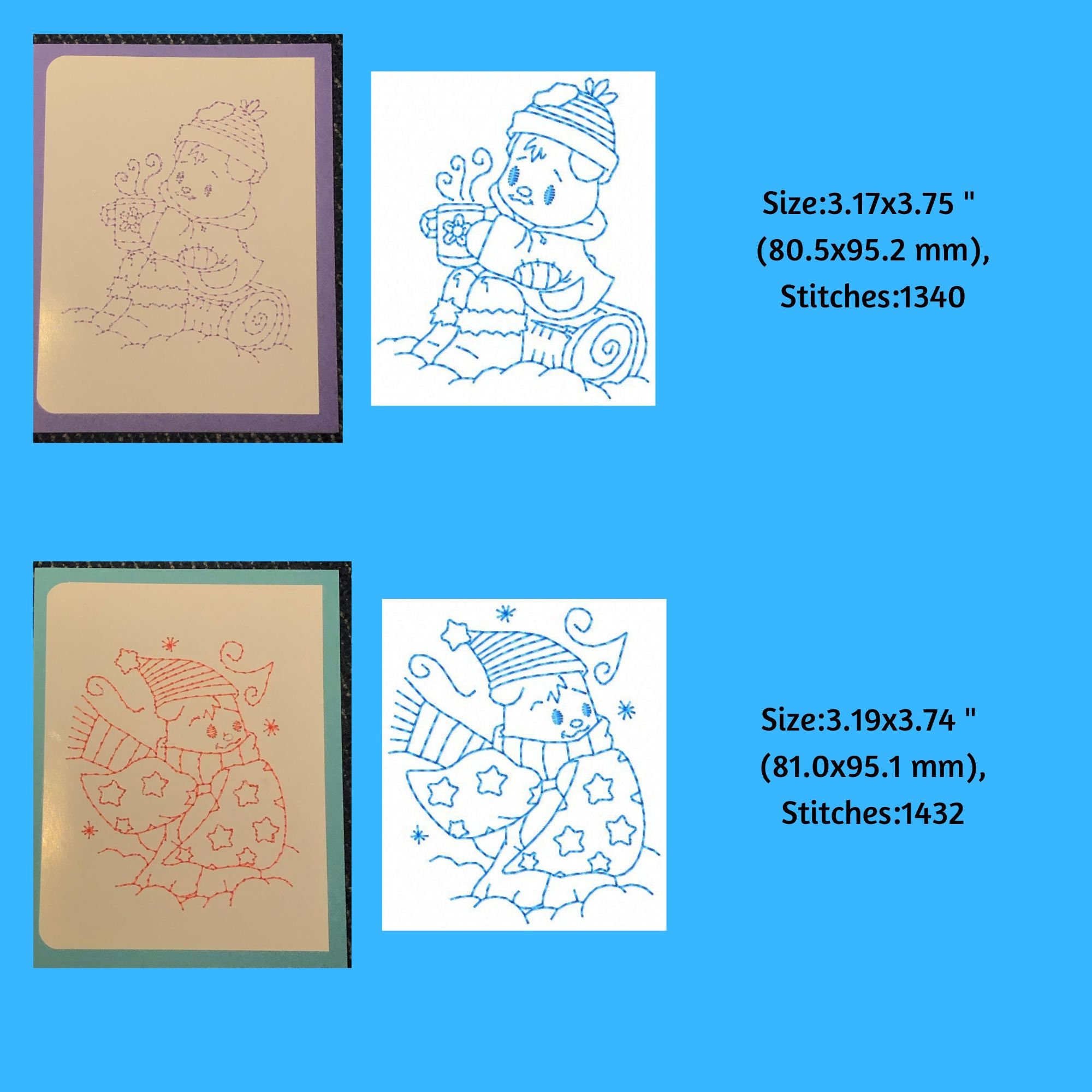 DIY Machine Embroidery Card Design Winter Teddies Card - Etsy