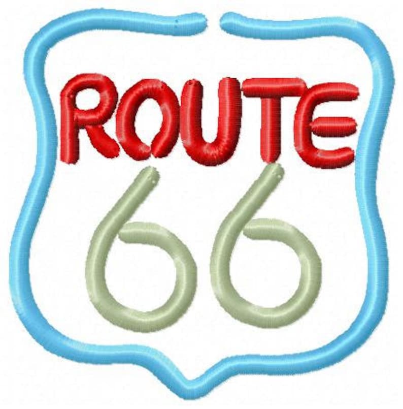 Retro Machine Embroidery, Neon Route 66 Embroidery Design, Get Your ...