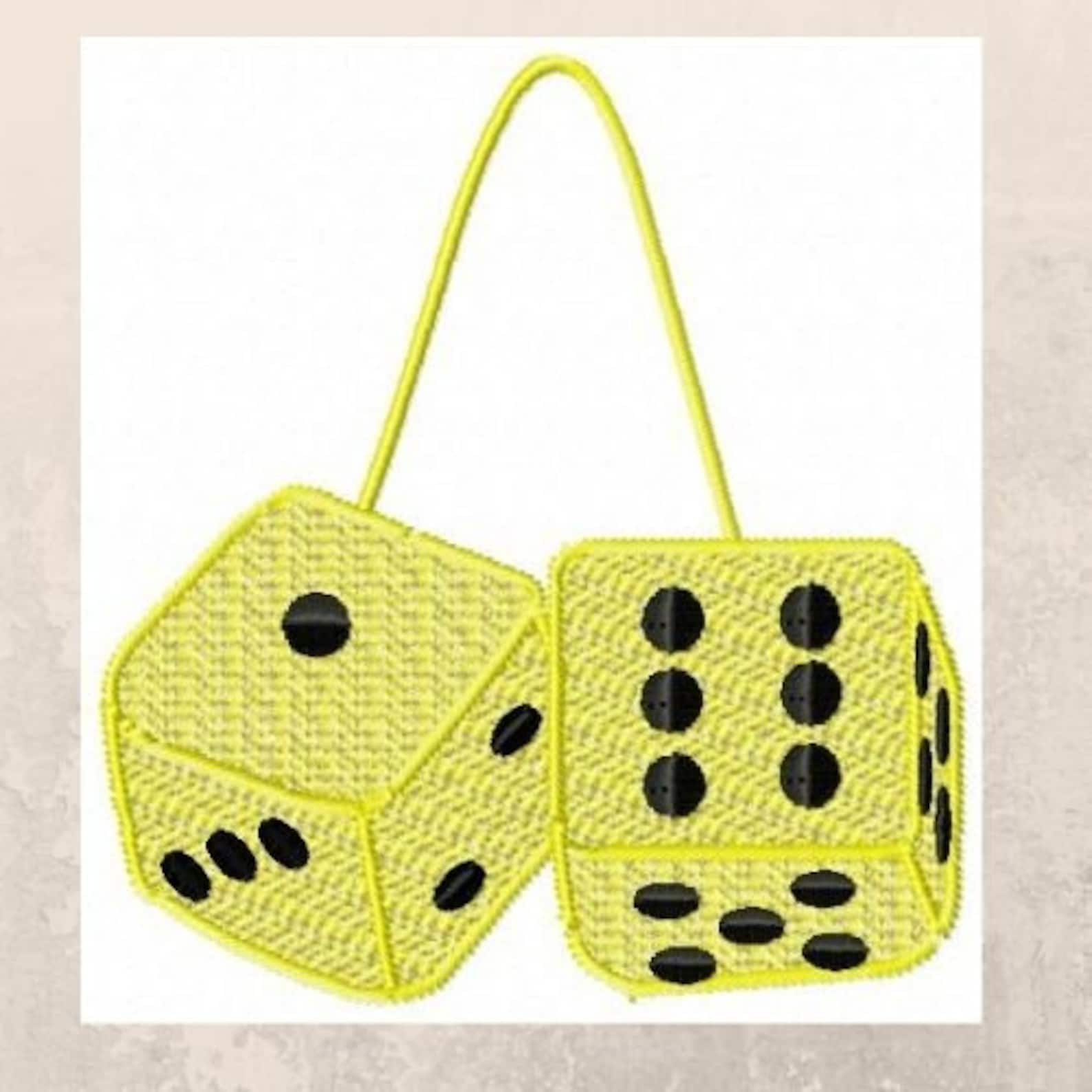 Retro Machine Embroidery Fuzzy Dice 50's Culture - Etsy
