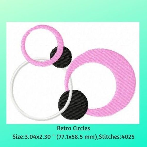 Retro Machine Embroidery /retro Circles Embroidery Design / - Etsy