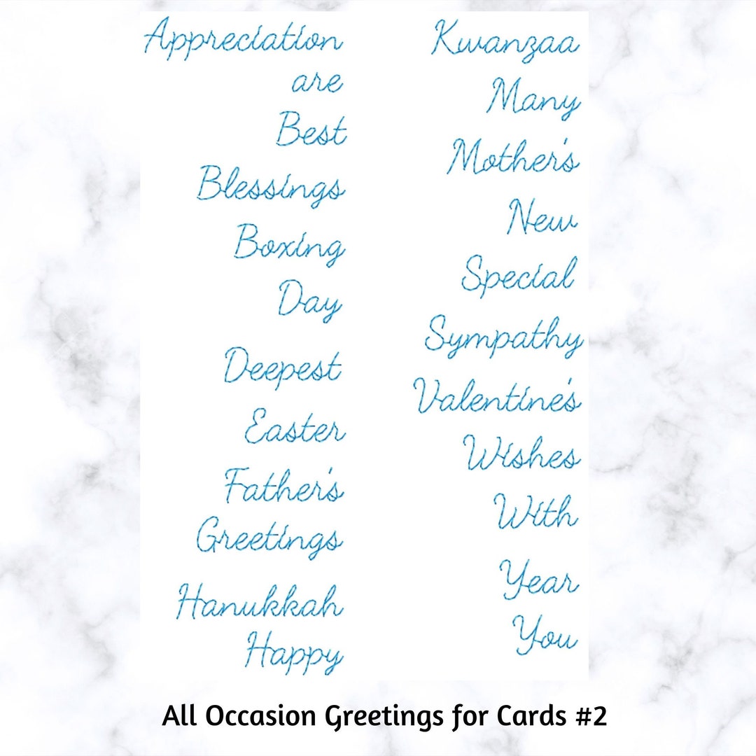 DIY All Occasion Greetings for Machine Embroidery Card Designs 2 ...
