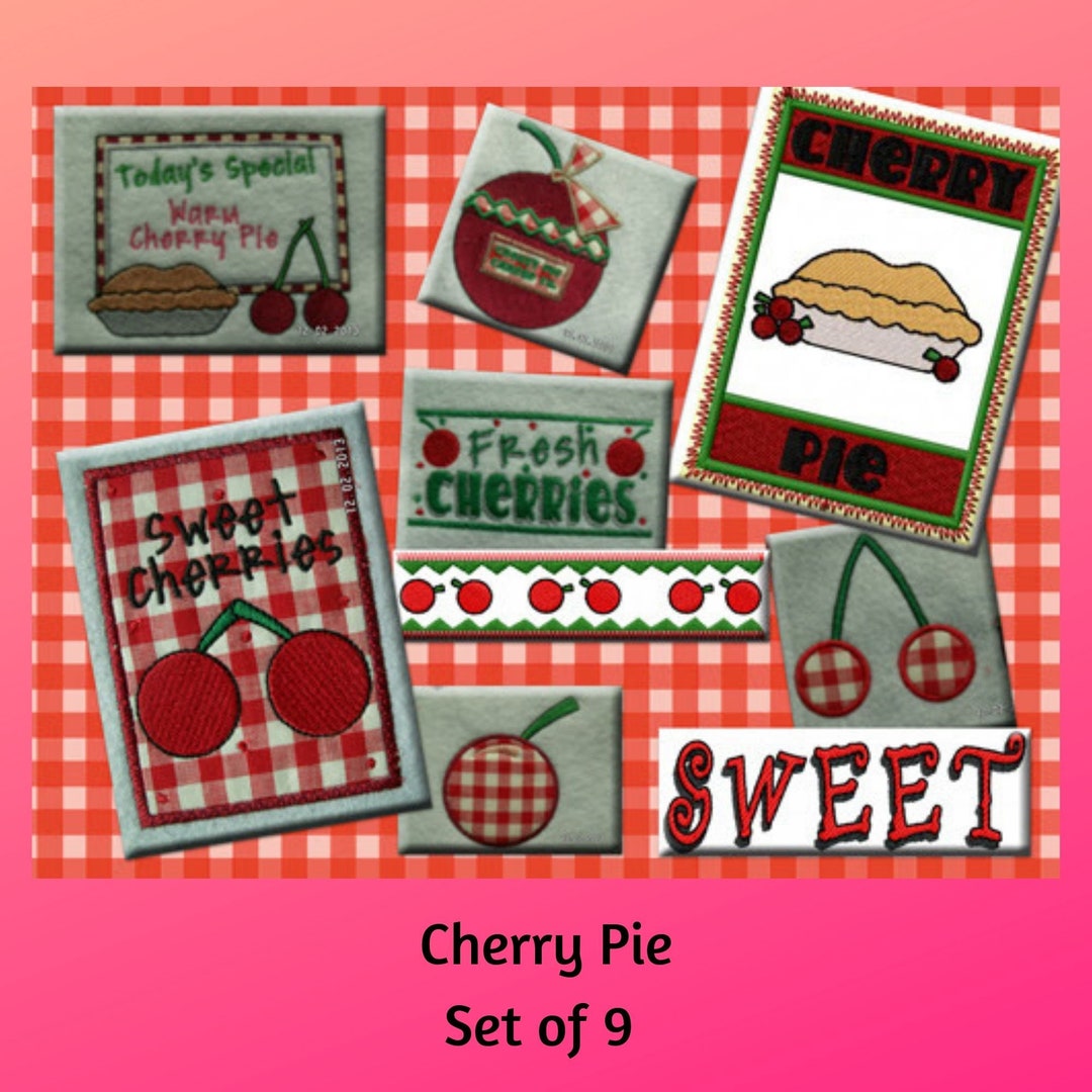 Machine Embroidery File, Cherry Pie Embroidery Designs, Instant ...