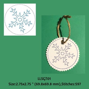 DIY Machine Embroidery Gift Tags / Snowflake Embroidery Designs ...