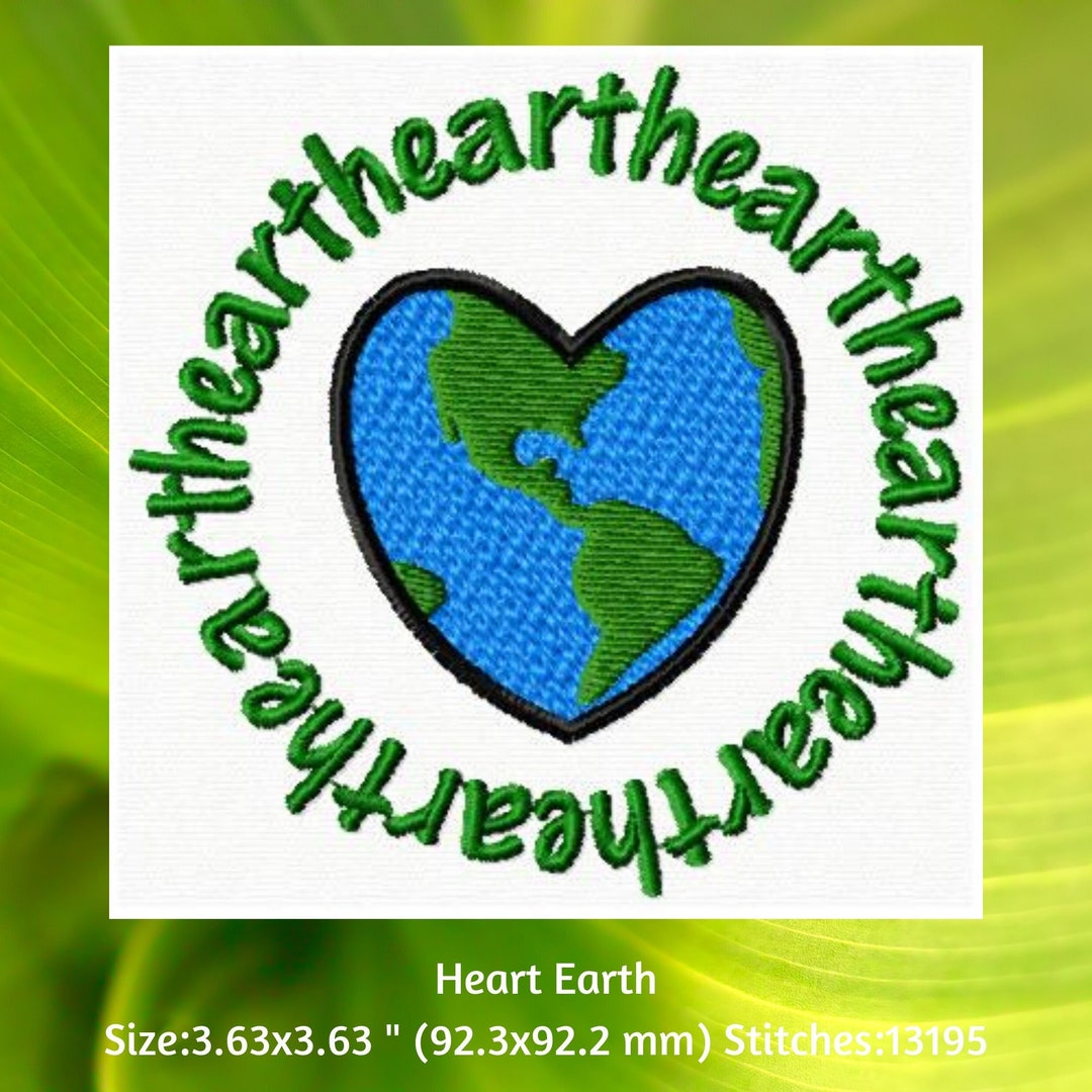 Machine Embroidery, Heart Earth Embroidery Designs, Instant Download ...
