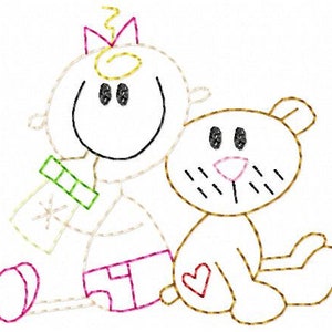 DIY Machine Embroidery Card Design, Baby and Teddy Bear Card Embroidery ...