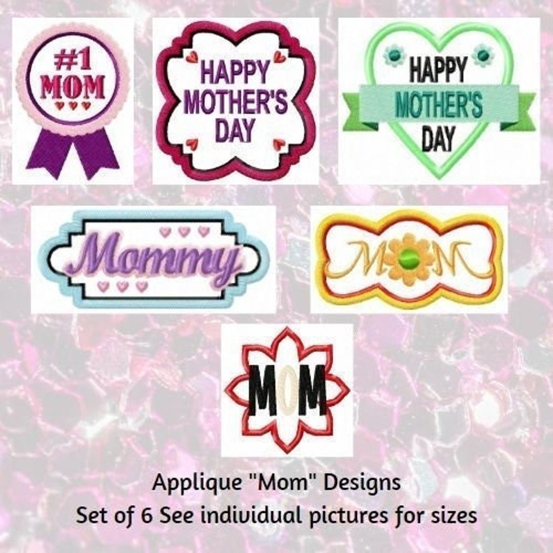 Applique Mom Embroidery Designs, Embroidery Design File, Mom Embroidery ...