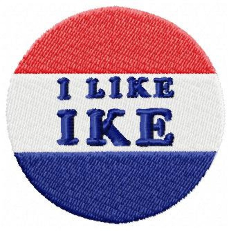 Retro Machine Embroidery Digital Design, Vintage I Like Ike Button ...