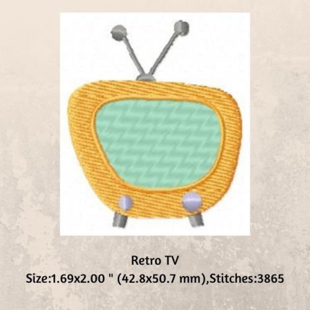 Retro Machine Embroidery, Futuristic TV Embroidery Design, Vintage TV ...