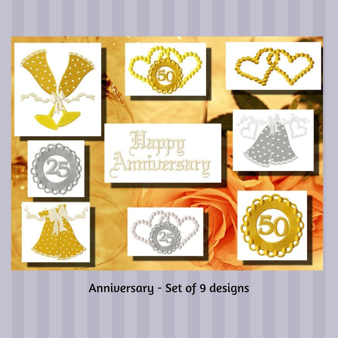 Machine Embroidery, Anniversary Embroidery Designs, Instant Download ...