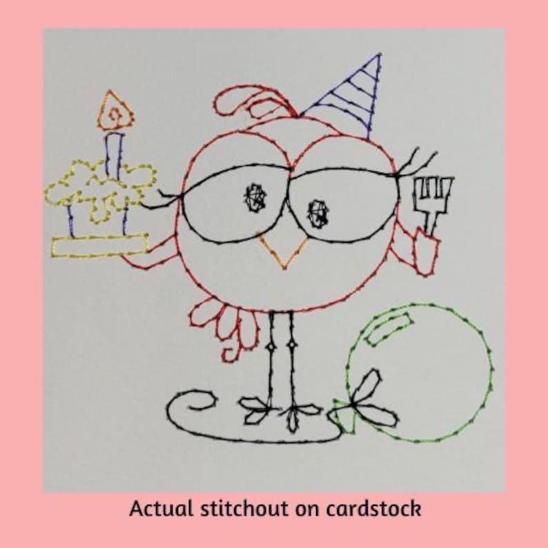 DIY Machine Embroidery Birthday Card Design Instant Download - Etsy UK