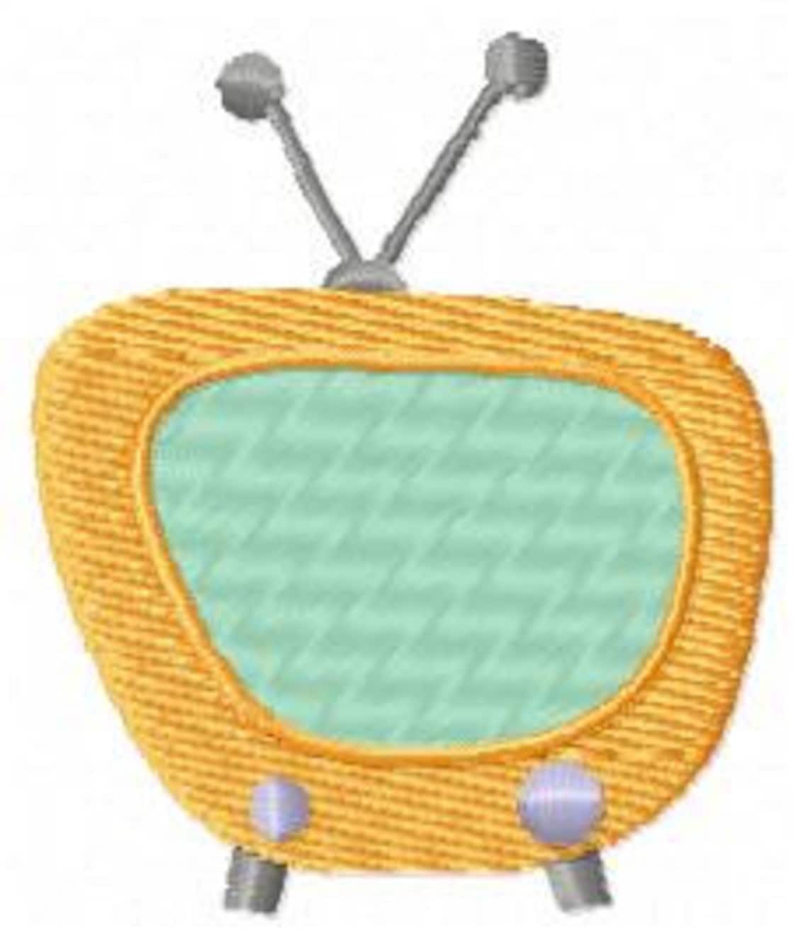 Retro Machine Embroidery, Futuristic TV Embroidery Design, Vintage TV ...