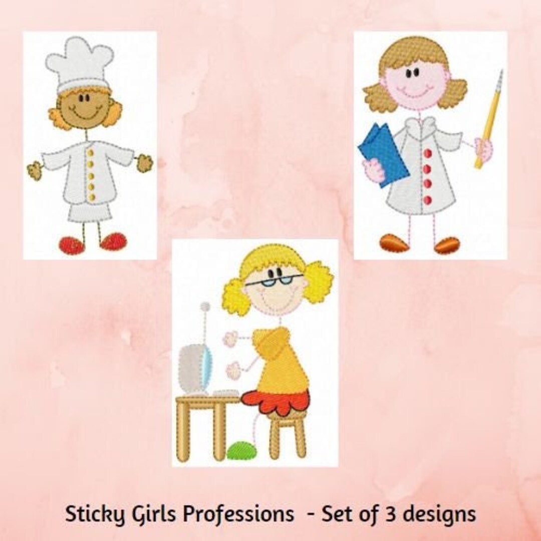 Instant Download Machine Embroidery Designs, Stick Figure Girls ...