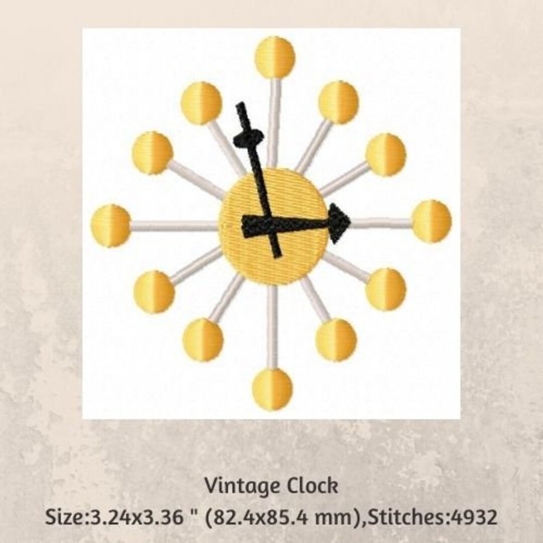 Retro Machine Embroidery, Vintage Clock Machine Embroidery Design ...