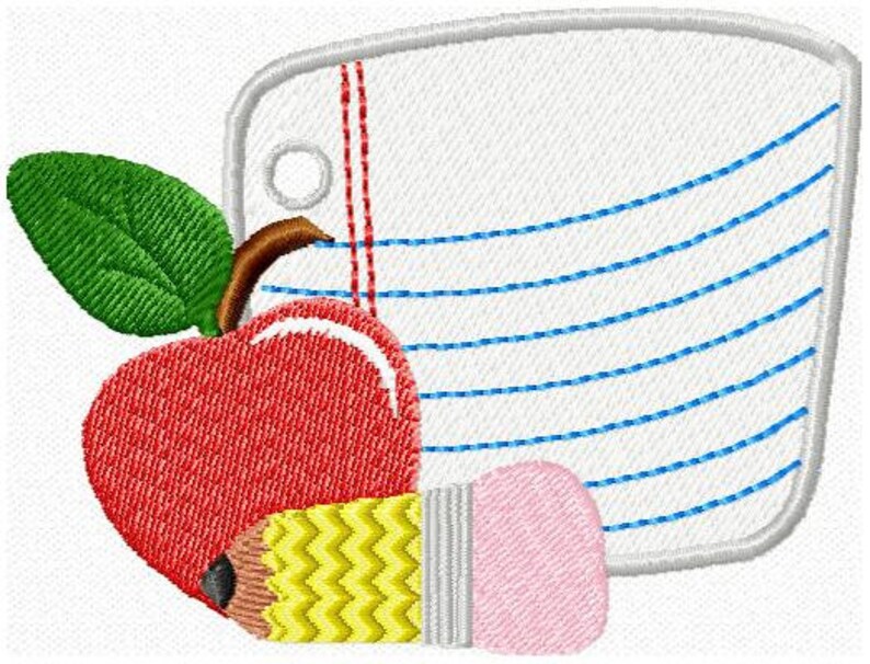 Machine Embroidery, Notebook Paper Embroidery Design, Back to School ...