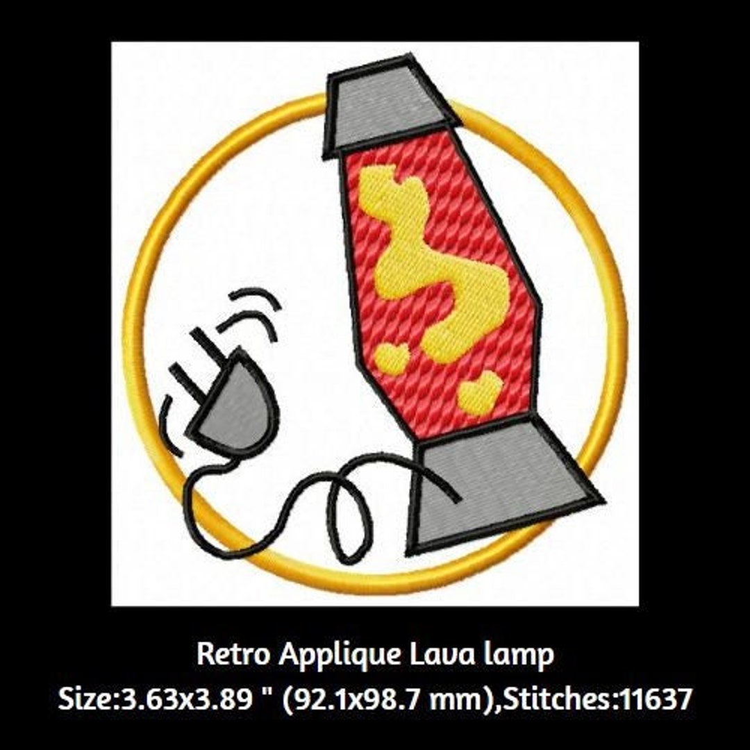 Retro Applique Machine Embroidery, Lava Lamp Embroidery Design, Vintage ...