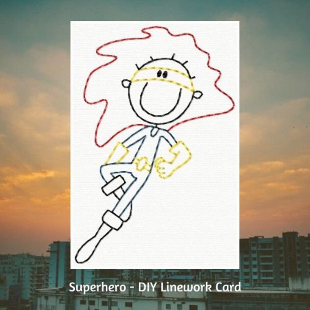 DIY Machine Embroidery Card Design, Superhero Card Embroidery Design ...