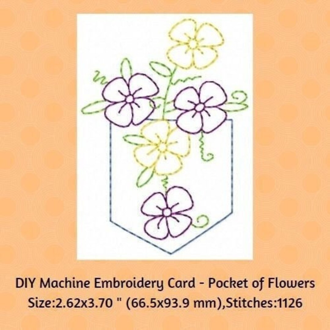 DIY Machine Embroidery Card Design, Pocket of Flowers Card Design ...