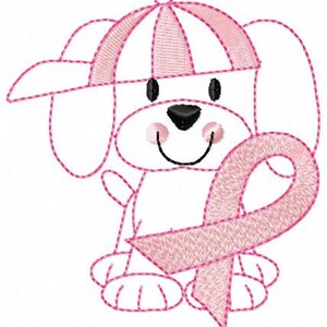 Pink Ribbon Puppy Embroidery Machine Design, Instant Download, Breast ...