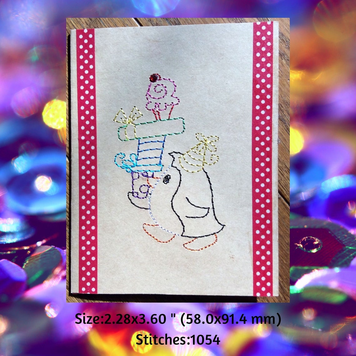 DIY Machine Embroidery Card Design / Birthday Penguin - Etsy