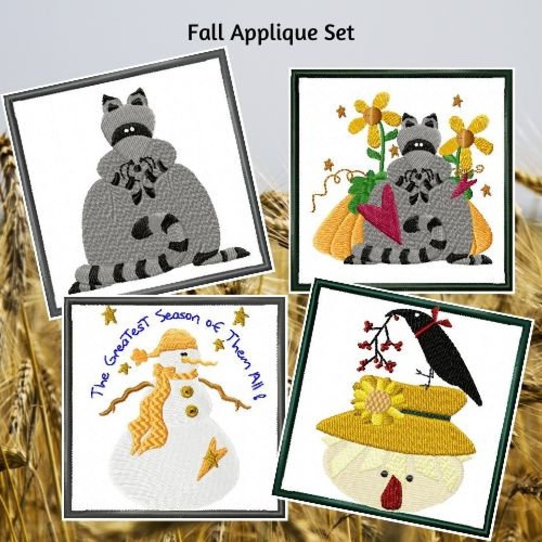Machine Embroidery, Fall Applique Set Embroidery Designs, Instant ...