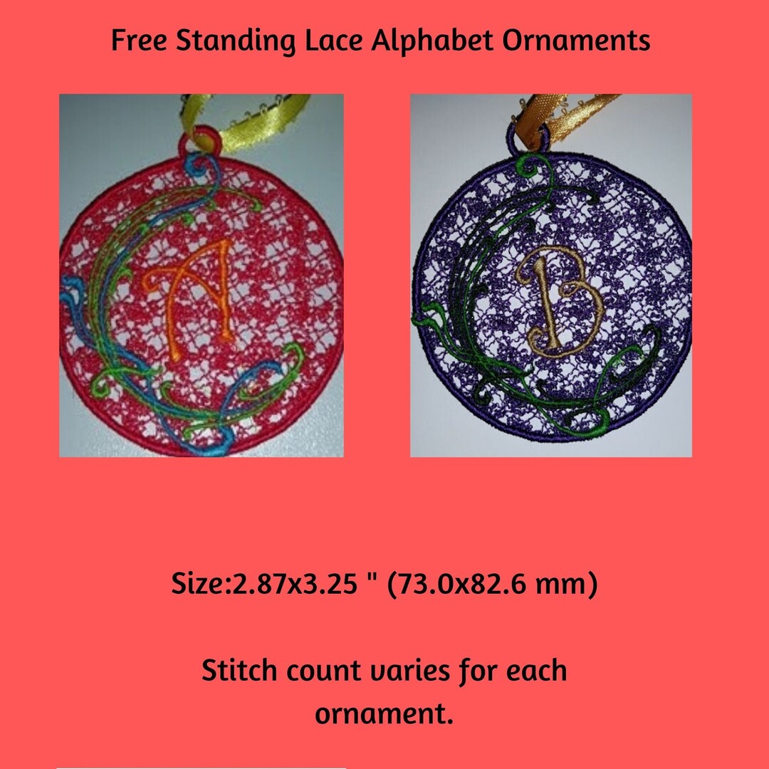 Free Standing Lace Alphabet Machine Embroidery, FSL Ornament Designs ...