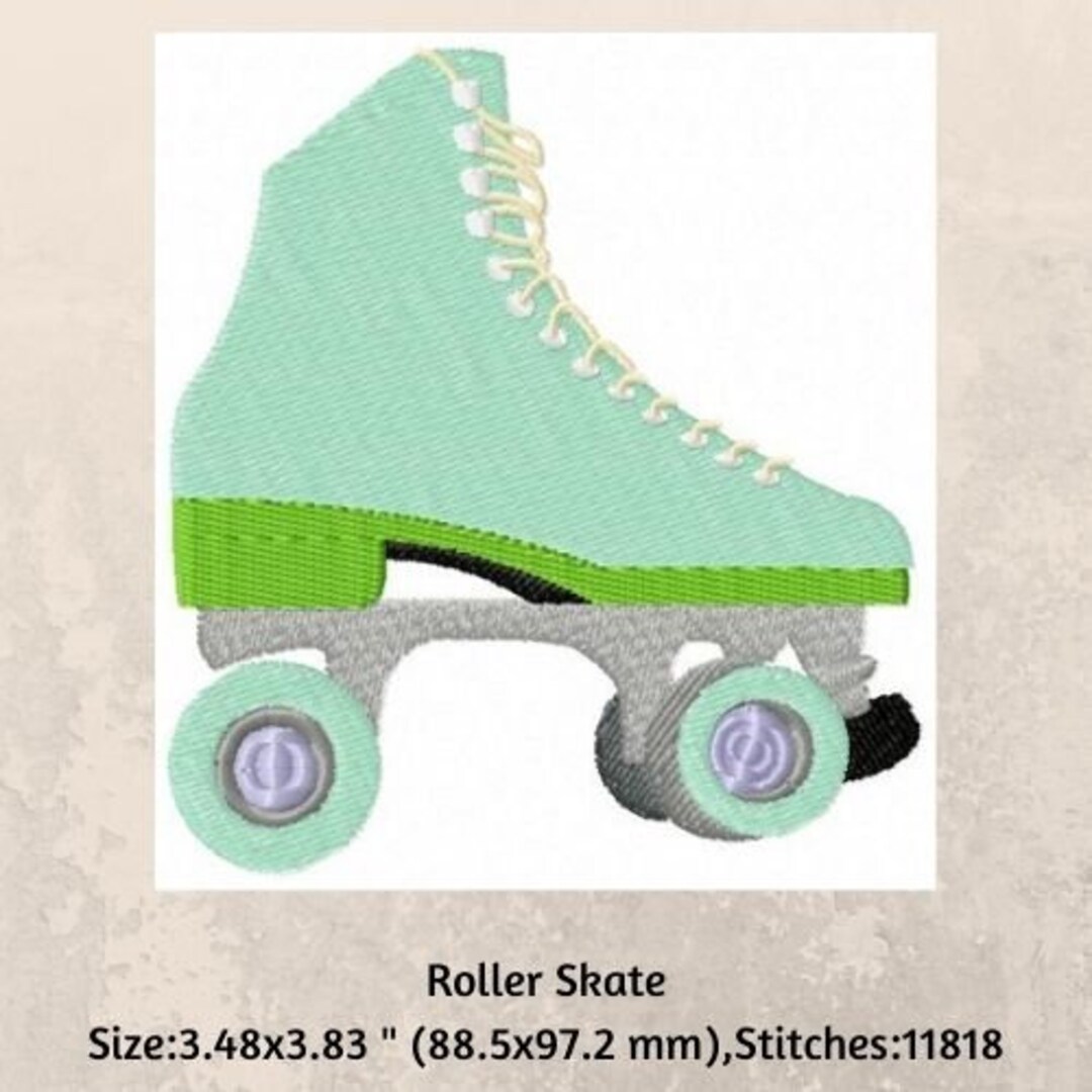 Retro Machine Embroidery, Vintage Roller Skate, 50's Themed Designs ...
