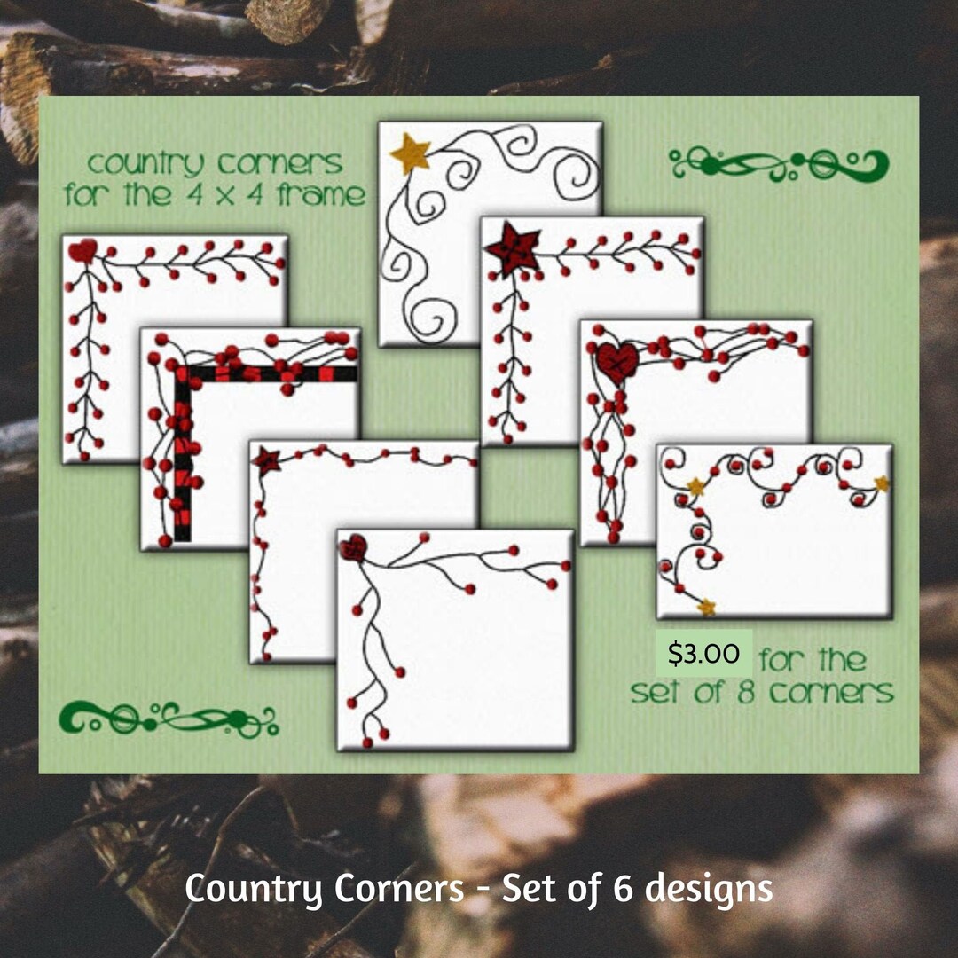 Machine Embroidery, Country Corners Embroidery Designs, Instant ...