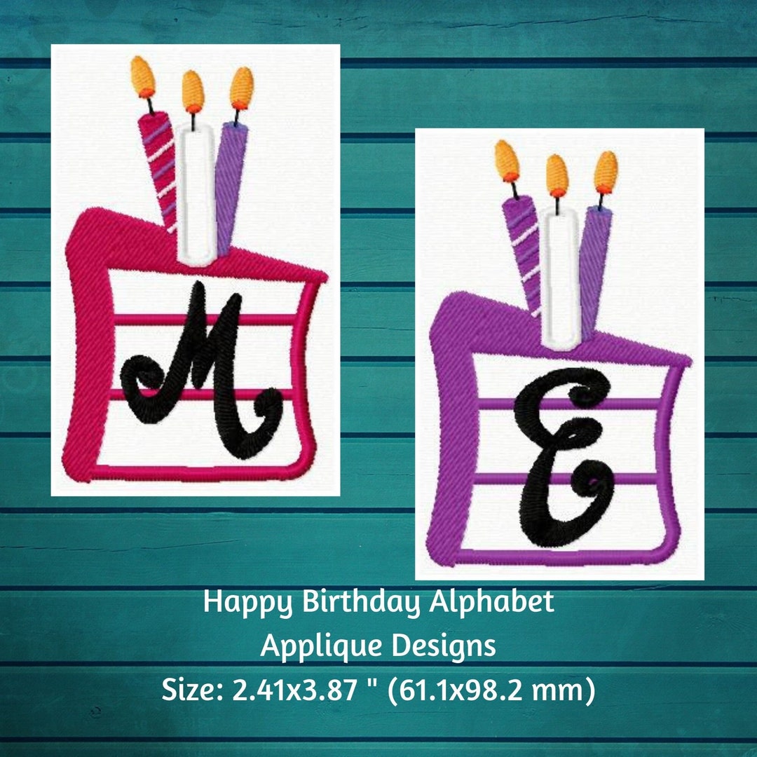 Applique Machine Embroidery, Birthday Cake Embroidery Designs, Instant ...