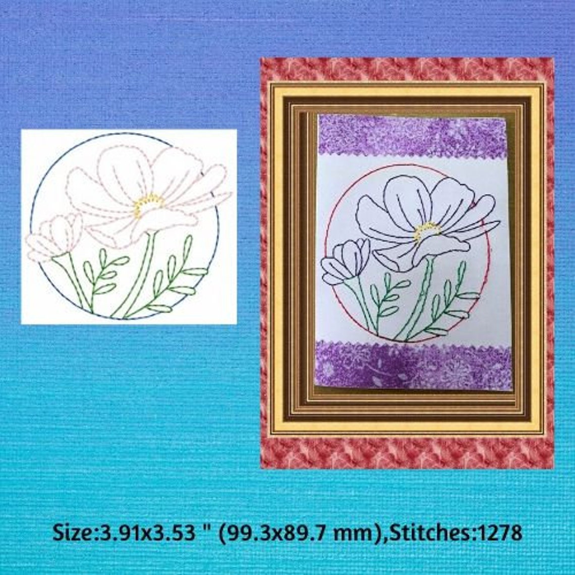 DIY Machine Embroidery Card Design / Floral Card Design / | Etsy