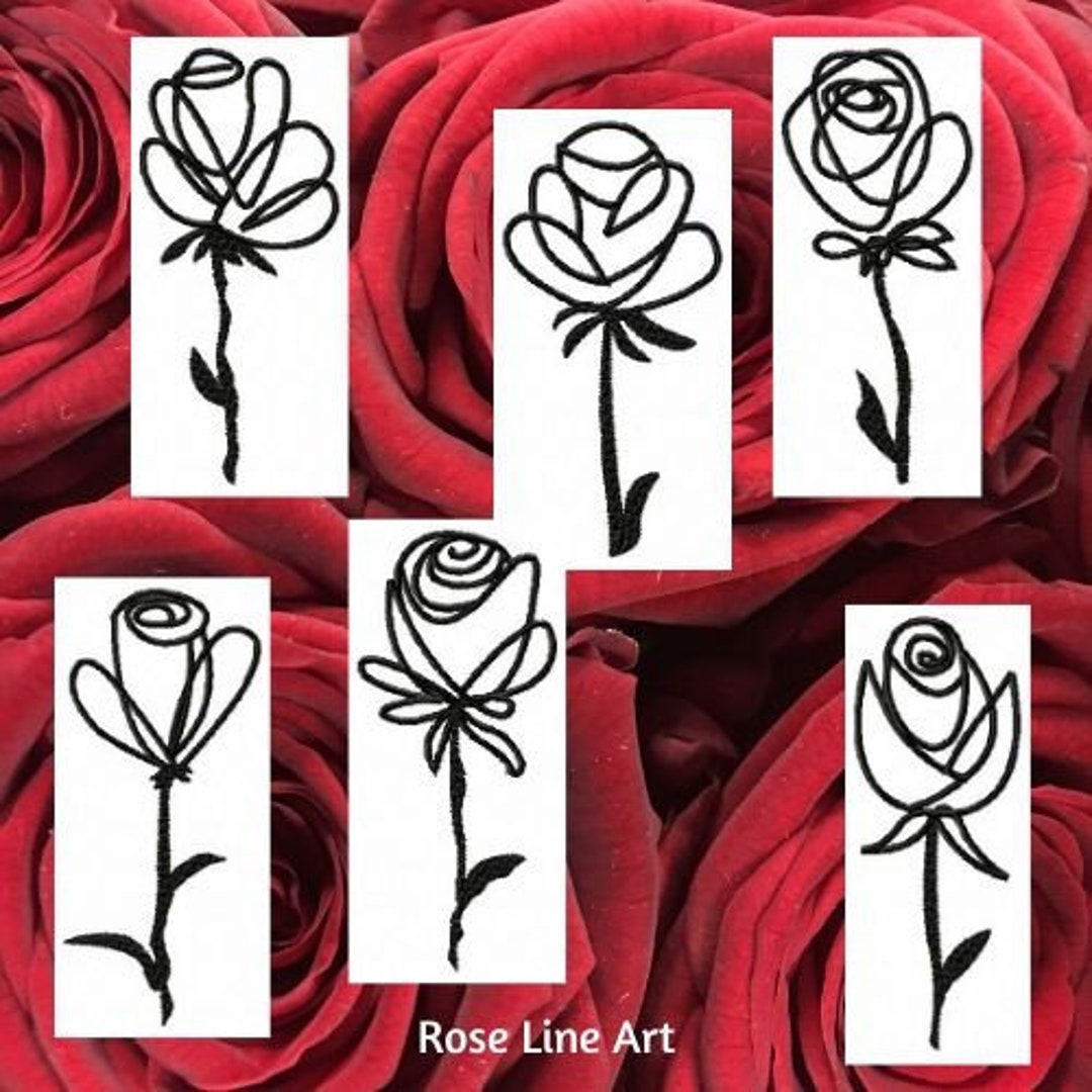 Instant Download Machine Embroidery, Rose Line Art Embroidery Designs ...
