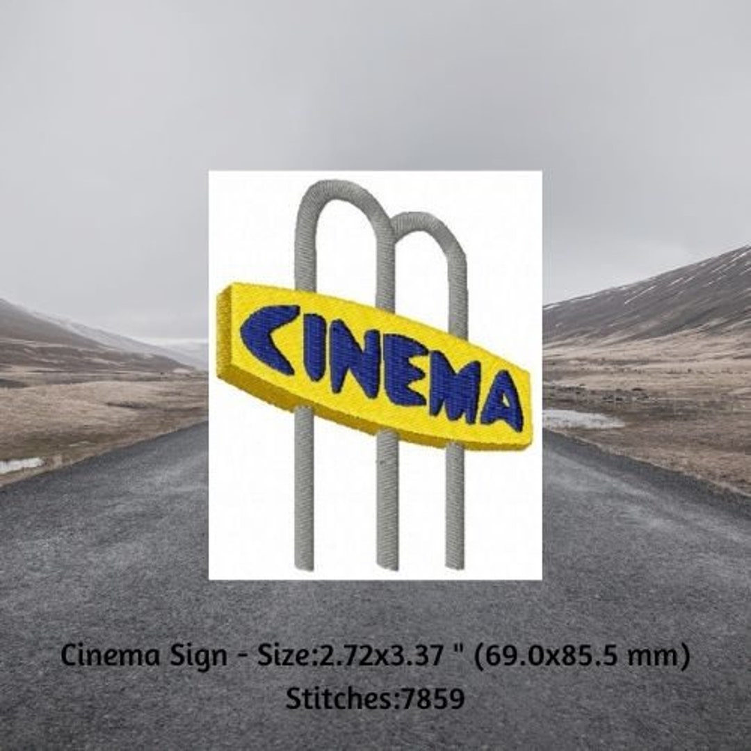 Retro Machine Embroidery, 50s Movie Theater Sign Embroidery Design ...