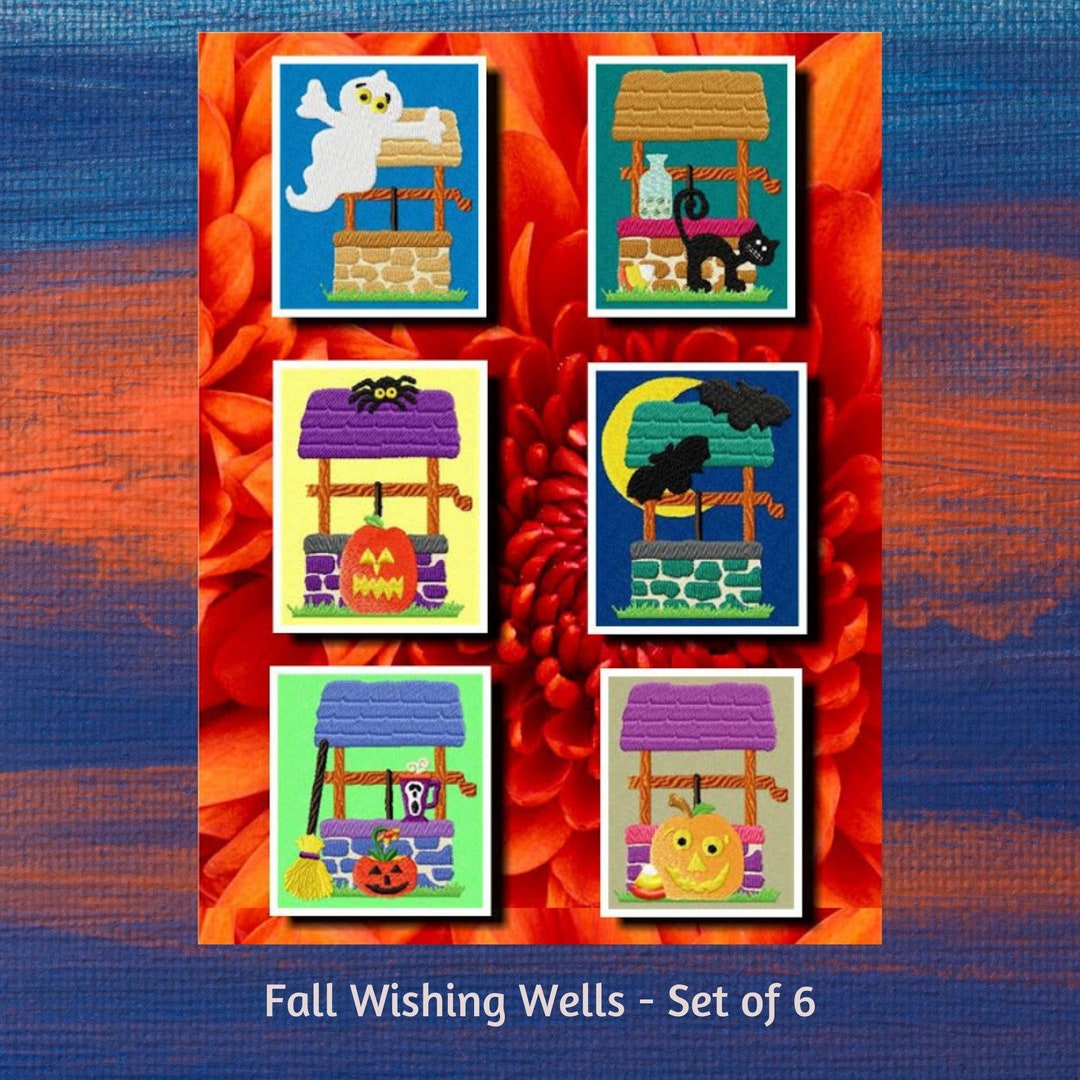 Fall Wishing Wells Machine Embroidery, Spooky Embroidery Design ...