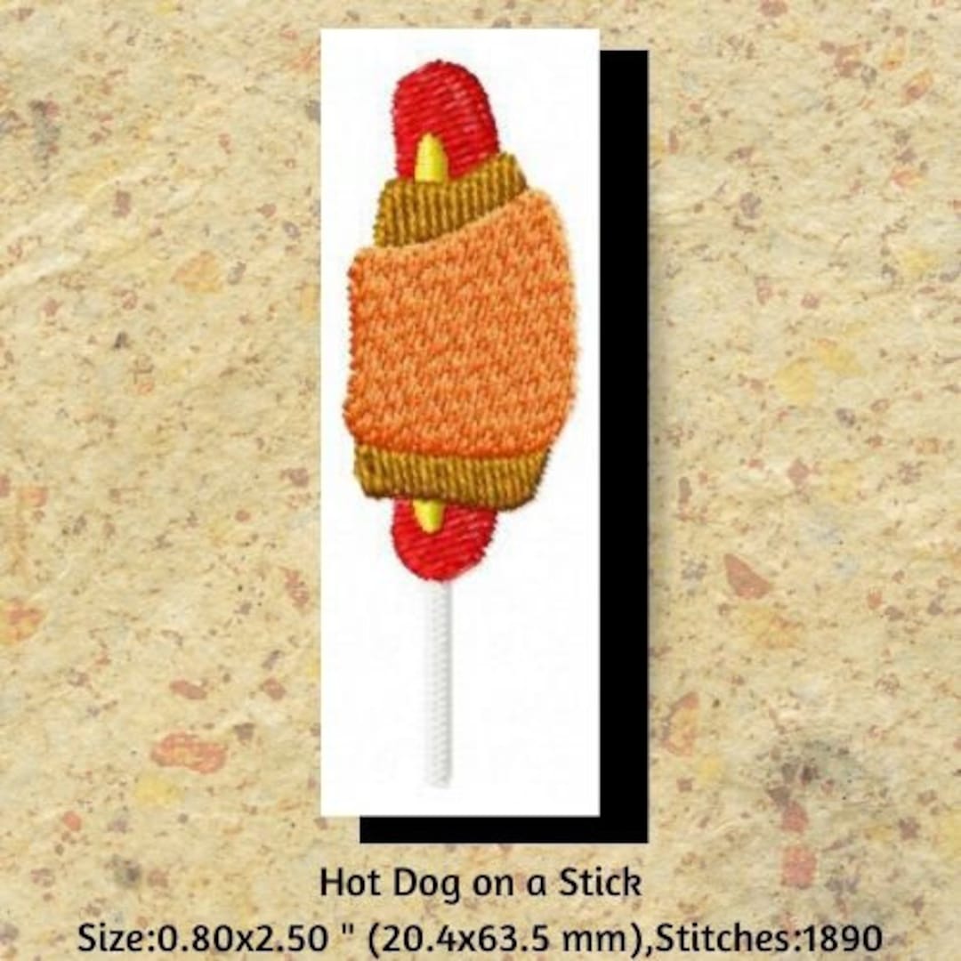 Machine Embroidery, Hot Dog on a Stick Embroidery Design, Embroidery ...