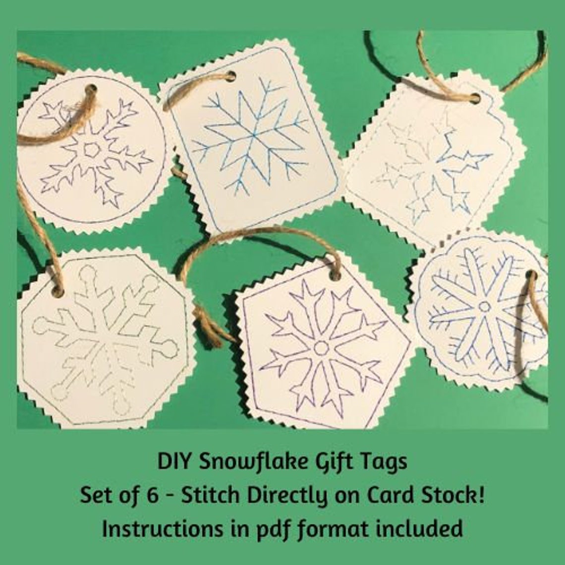 DIY Machine Embroidery Gift Tags / Snowflake Embroidery - Etsy