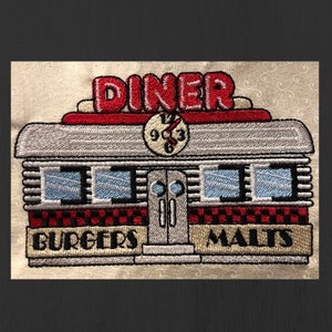 Retro Machine Embroidery, 50s Diner Embroidery Design, Vintage Themed ...