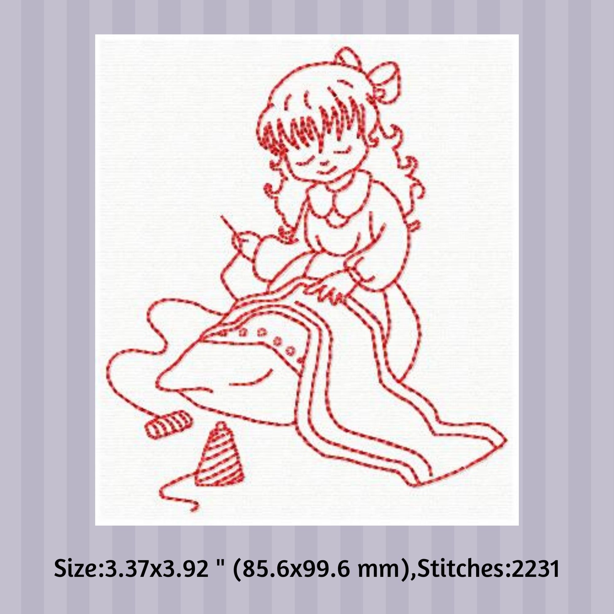 Machine Embroidery, Redwork Sewing Girls Embroidery Designs, Instant ...