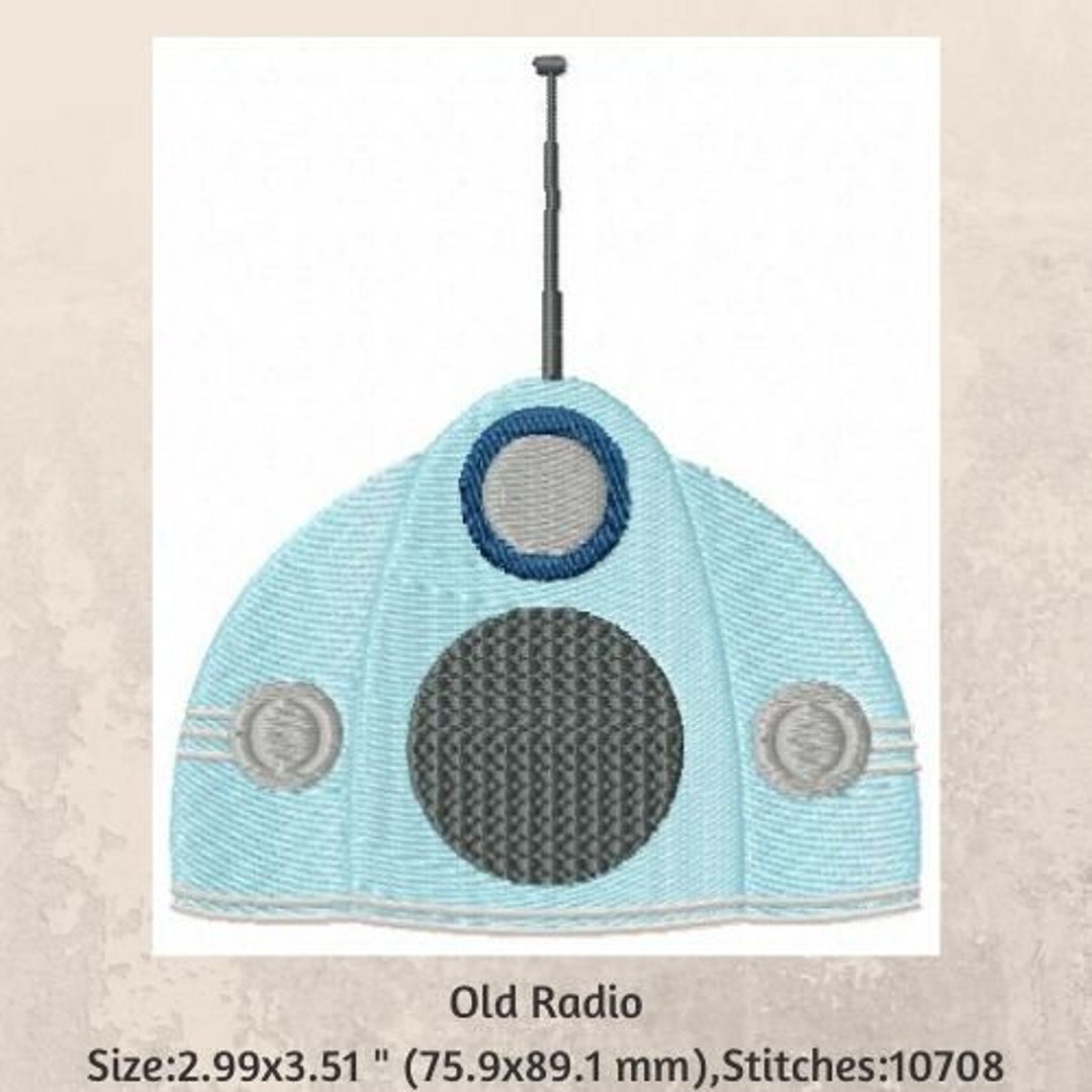 Retro Machine Embroidery, Vintage Radio Embroidery Design, 50's ...